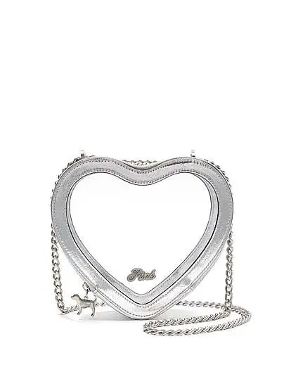 Pink Clear Heart Shoulder Bag - Gold