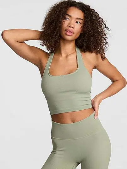 Pink Anywear Halter Cropped Tank - Green