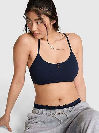 Pink Anywear Low-scoop Racerback Bra - Blue