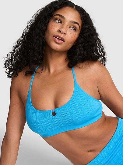 Pink Anywear Low-scoop Racerback Bra - Blue