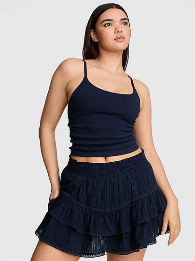 Pink Anywear Cami With Scoop Neckline And Ribbed Detail - Blue
