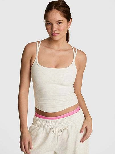 Pink All-day Cotton™ Strappy Tank Top - Grey