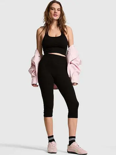 Pink Anywear Capri Leggings - Black
