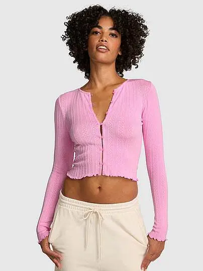 Pink Anywear Cropped Cardigan - Pink