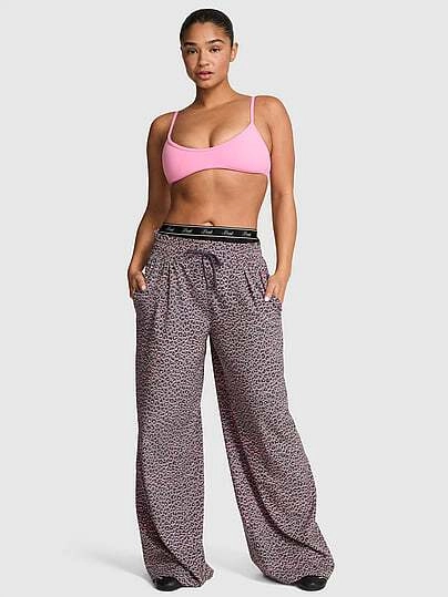 Pink Logo Jacquard Straight-leg Pants - Print