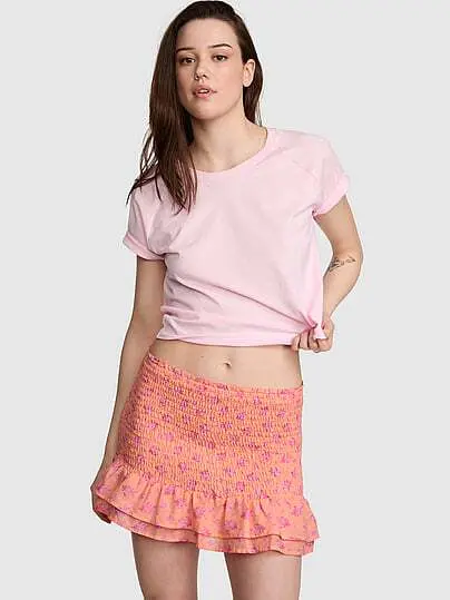 Pink Flirty Fit Smocked Mini Skirt - Floral