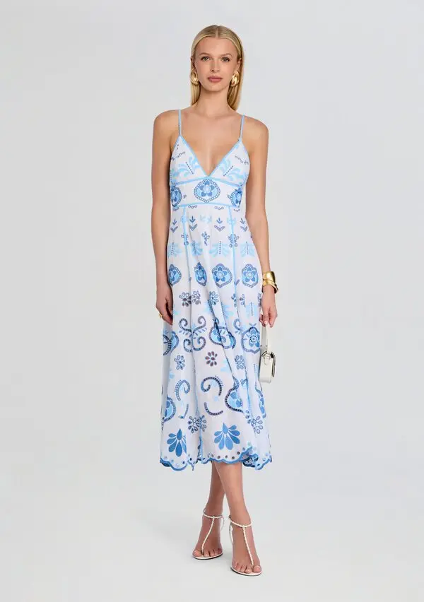 Charo Ruiz Ibiza Gardea Long Dress - White/blue