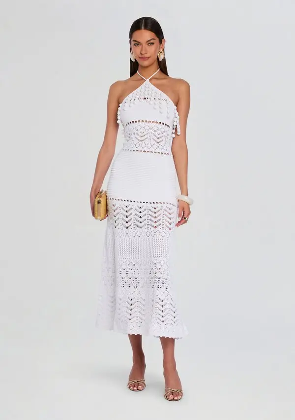 Retrofete Perette Crochet Maxi Dress - White