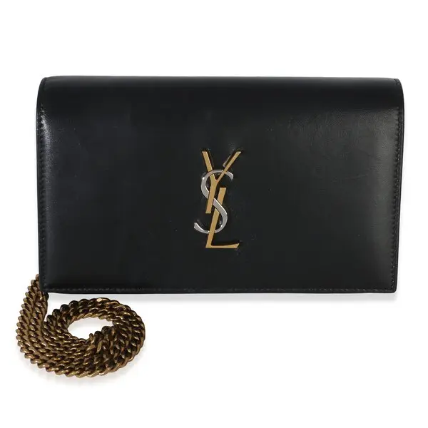 Saint Laurent Lambskin Tri Metal Kate Wallet-on-chain - Black