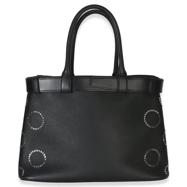 Prada Studded Buckle Leather Tote