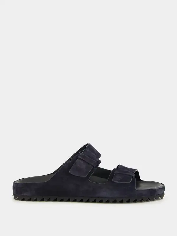 Officine Creative Agorà 010 Suede Slide Sandals - Blue