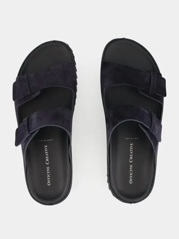 Officine Creative Agorà 010 Suede Slide Sandals - Blue
