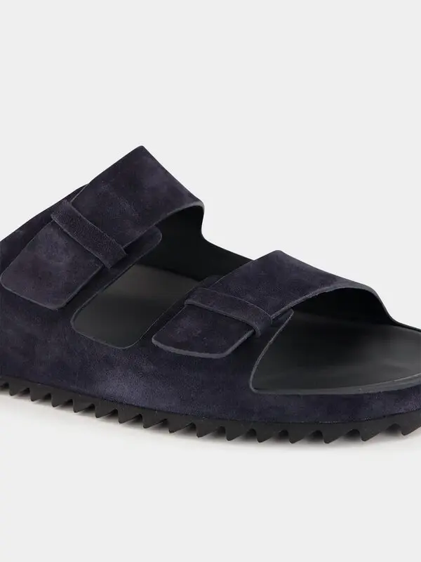 Officine Creative Agorà 010 Suede Slide Sandals - Blue