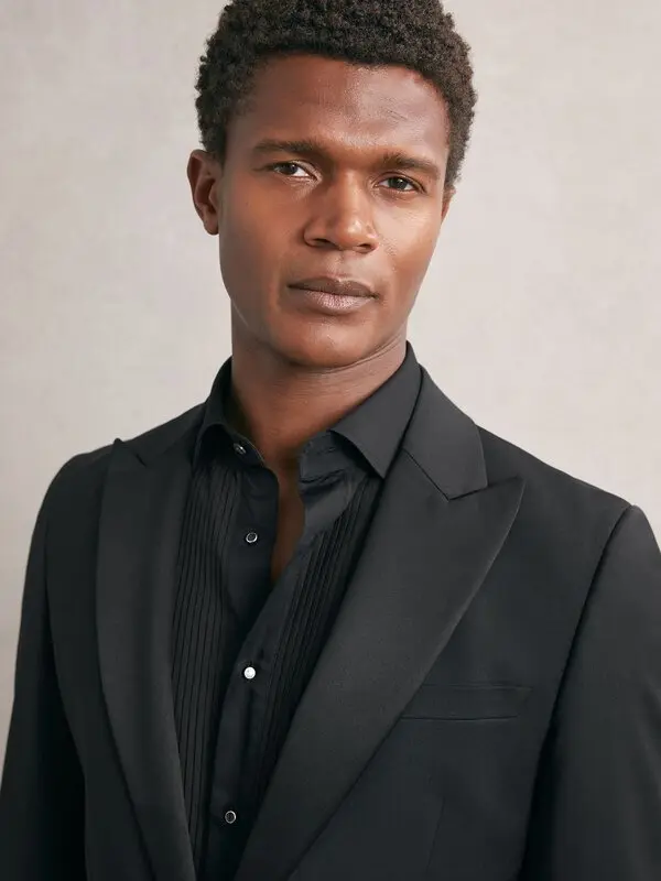 REISS Marcel Slim Fit Cotton Dinner Shirt - Black