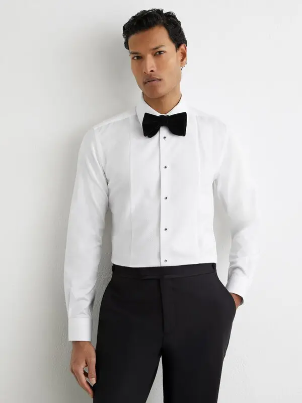 REISS Marcel Regular Fit Cotton Dinner Shirt - White