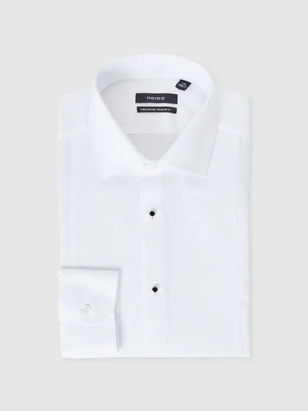 REISS Marcel Regular Fit Cotton Dinner Shirt - White