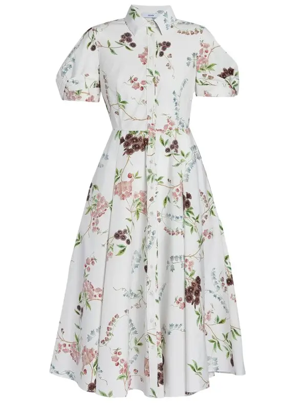 Erdem Floral Print Midi Shirt Dress - White
