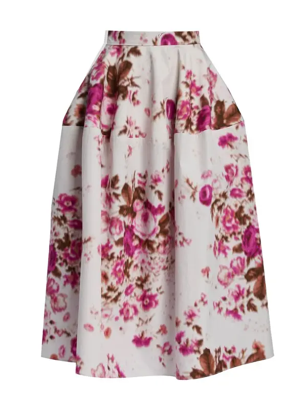 Erdem Floral Print Midi Skirt - Pink