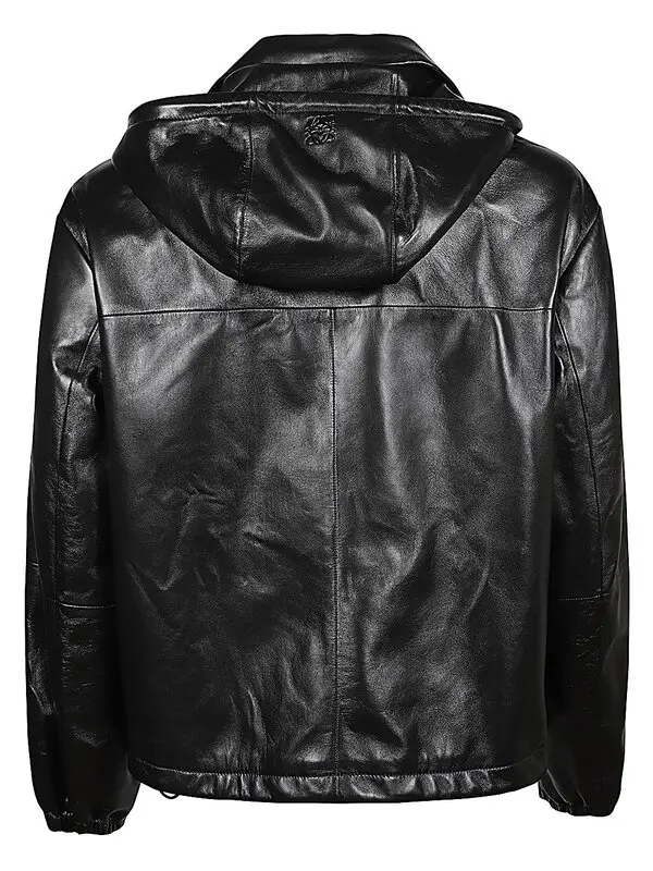 Loewe Leather Hooded Zip-up Jacket