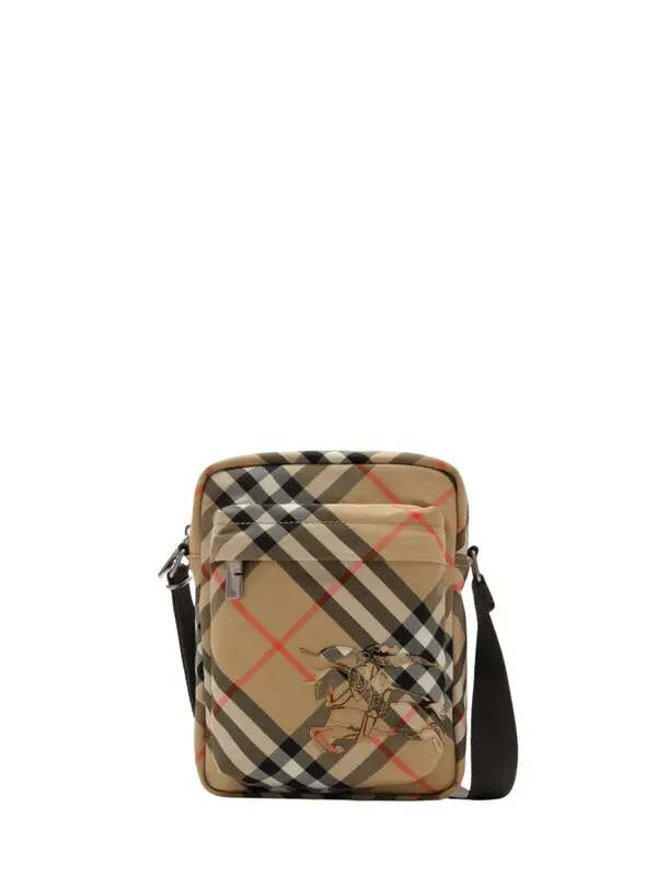 Burberry Crossbody Bag With Signature Check Pattern - Beige