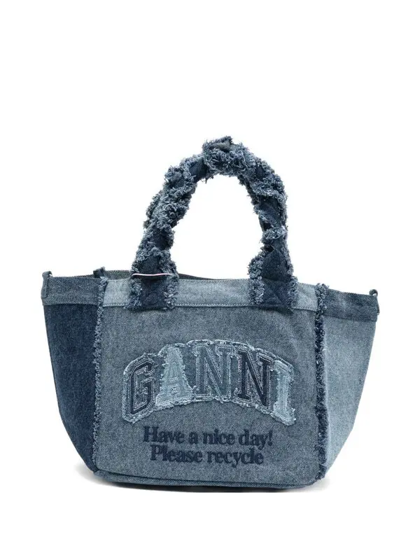 GANNI Denim Small Tote Bag - Blue
