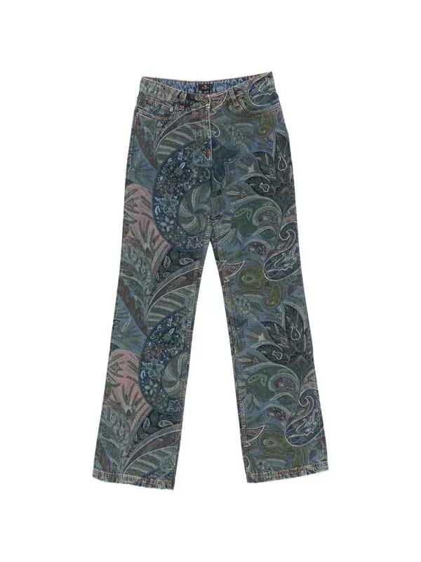 Etro Floral Print Flared Jeans - Blue