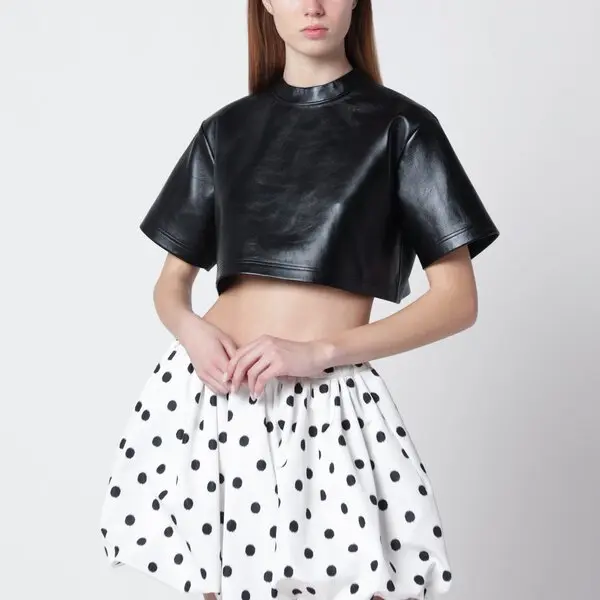 Balenciaga Cropped Leather Top - Black