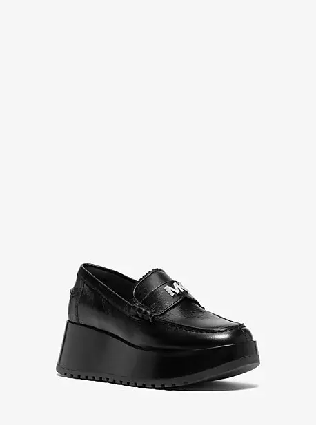 Michael Kors Leather Platform Loafer - Black