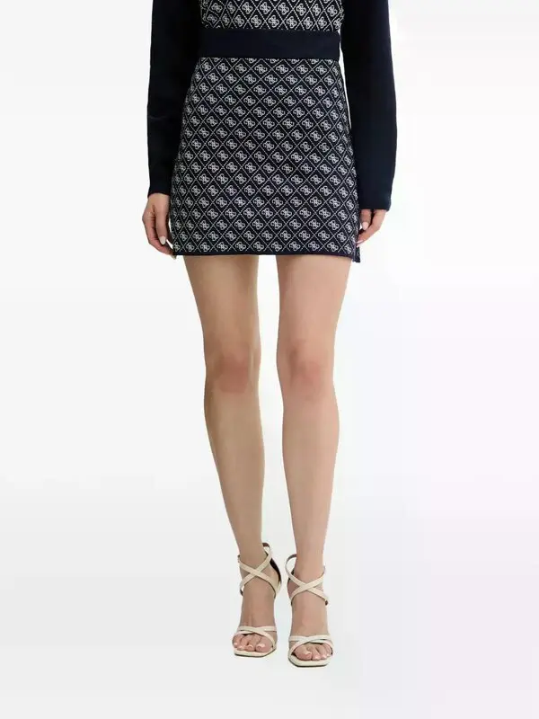 Guess Logo-jacquard Mini Skirt - Blue