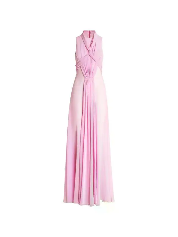 GENNY Long Twist Draped Dress - Pink