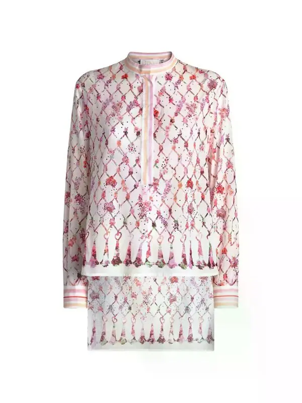 GENNY Floral Print Polo Top - Pink