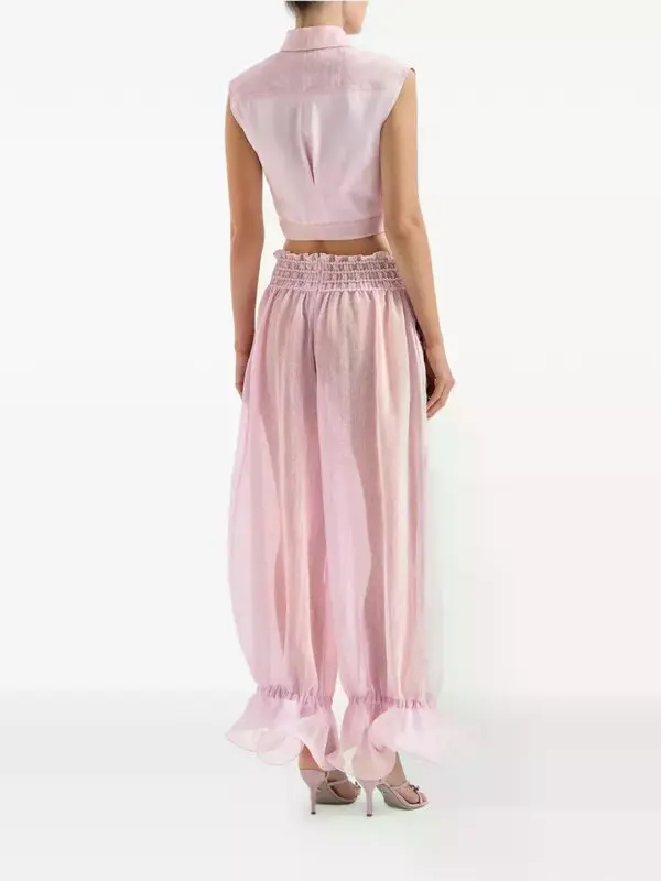 GENNY Floral Appliqué Ruffled Trousers