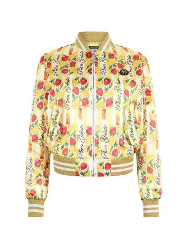 Philipp Plein Striped Bomber Jacket - Yellow