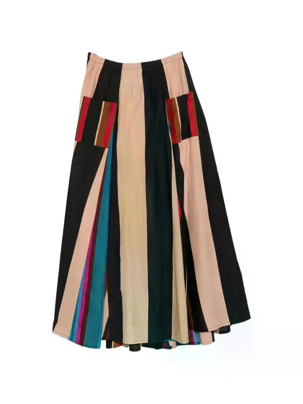 CONNOR&BLAKE Gioia Stripe-print Maxi Skirt - Black