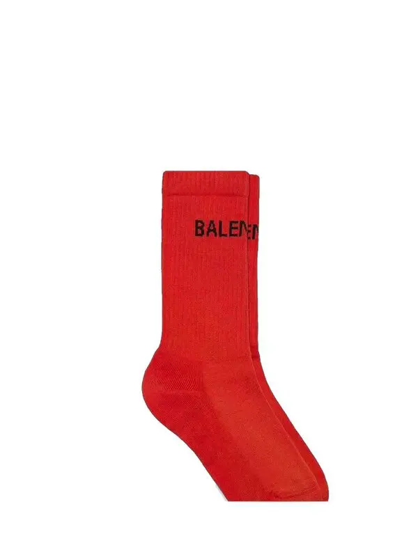 Balenciaga Logo-intarsia Ribbed Socks - Red