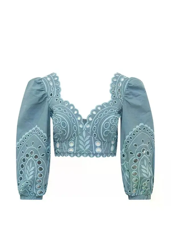 Charo Ruiz Ibiza Luna Broderie-anglaise Top - Blue