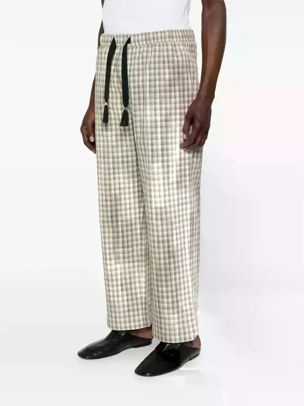 Nanushka Check-pattern Trousers With Tassel Detail - Neutrals