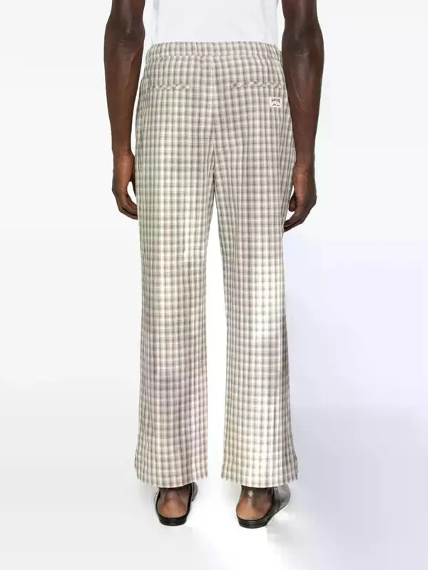 Nanushka Check-pattern Trousers With Tassel Detail - Neutrals