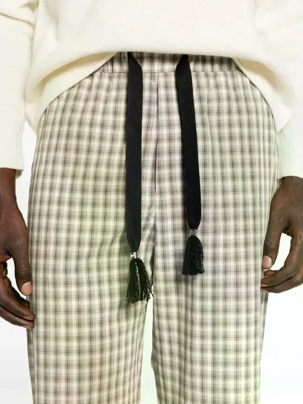 Nanushka Check-pattern Trousers With Tassel Detail - Neutrals