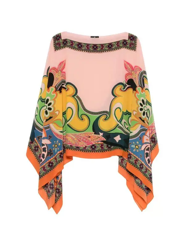 Etro Paisley-print Poncho - Pink