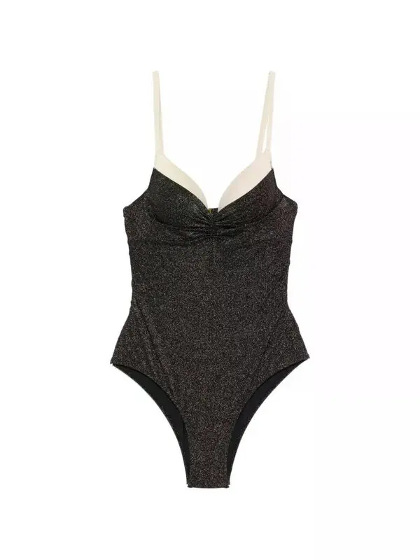 TWINSET Glitter-effect Ruched Swimsuit - Black