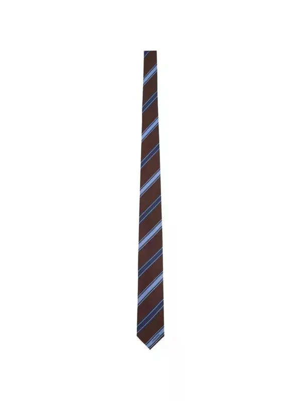 FERRAGAMO Striped Silk-wool Tie - Brown