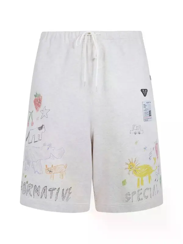 Mihara Yasuhiro Graphic-print Drawstring Shorts - White