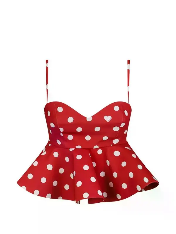 Fiorucci Polka Dot Ruffle-trim Top - Red