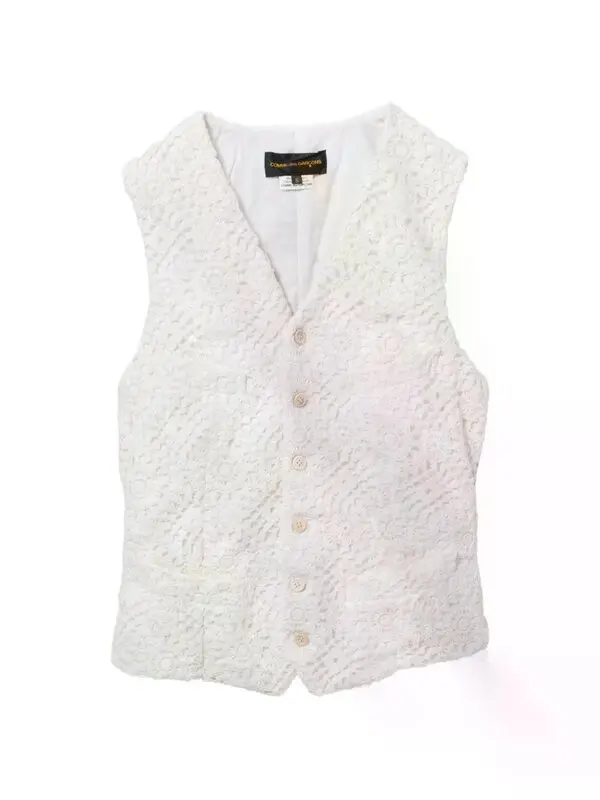 Comme Des Garçons Floral-embroidered Vest - White
