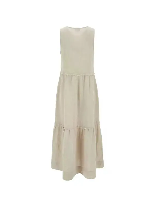 Peserico Tiered Frayed-edge Maxi Dress - Neutrals