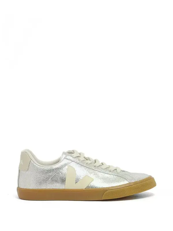 VEJA Metallic Cracked-effect Sneakers - Silver