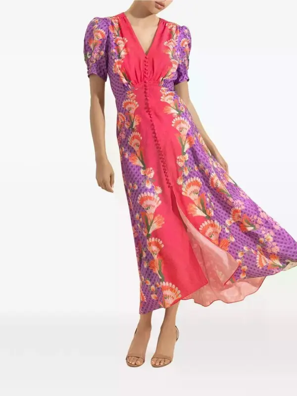 Saloni Lea Floral-print Maxi Dress - Pink