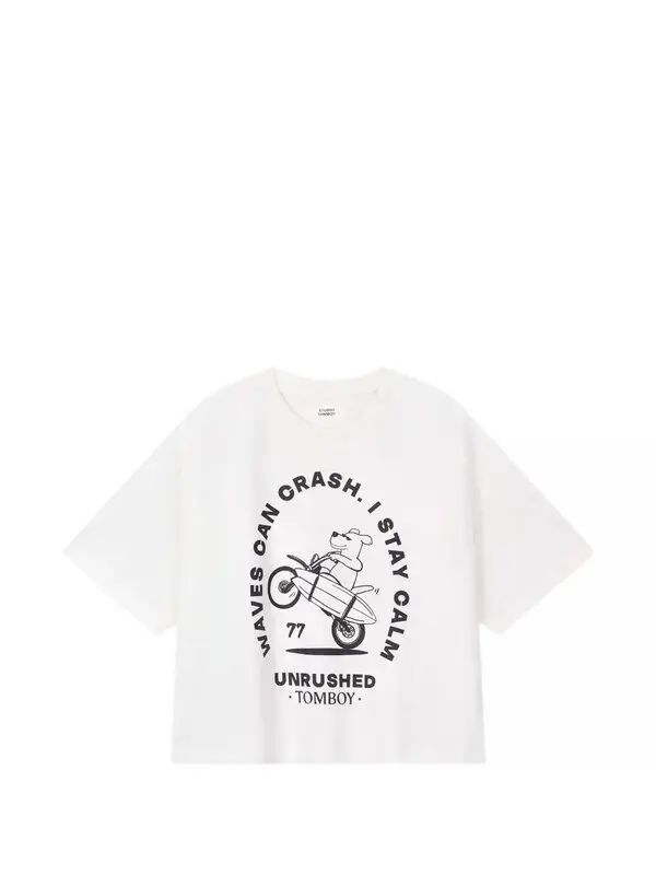 STUDIO TOMBOY Graphic-print Boxy-fit T-shirt - White