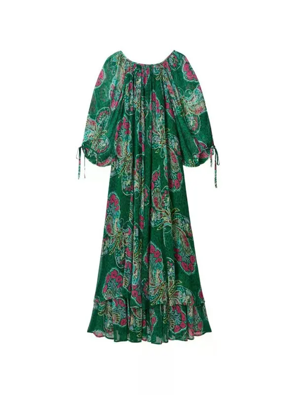 Rixo Hayden Butterfly-print Midi Dress - Green